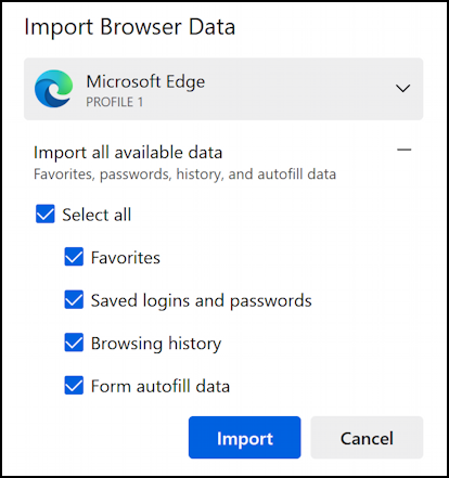 How do I Import All My Bookmarks from Edge to TOR?