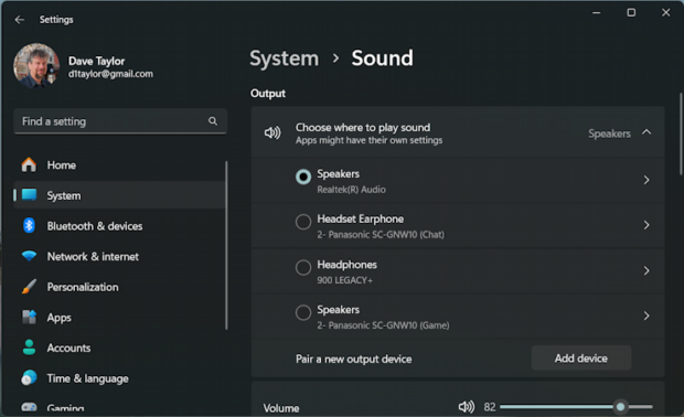Change Sound Output from Speakers to Headphones in Win11?
