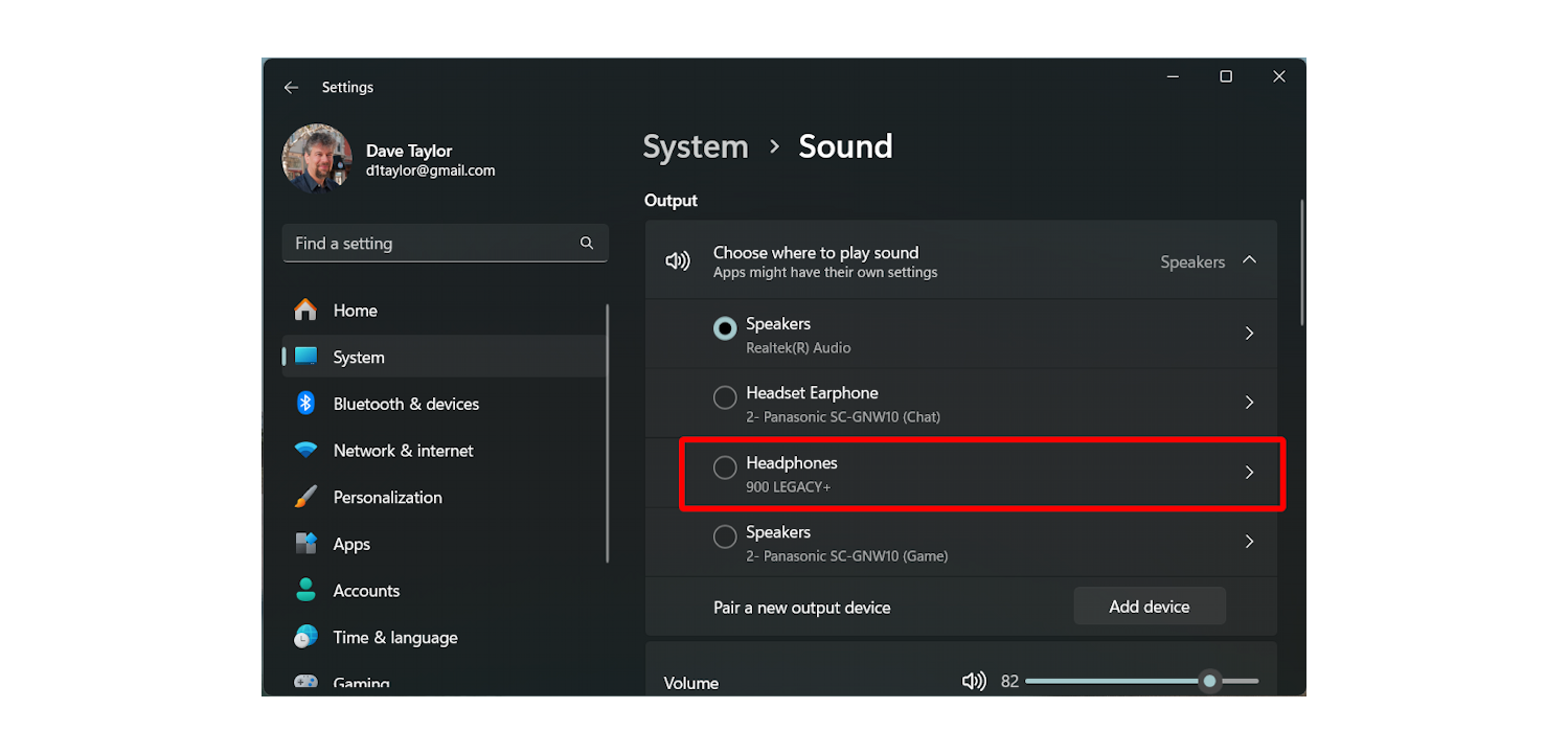Change Sound Output from Speakers to Headphones in Win11? - Ask Dave Taylor