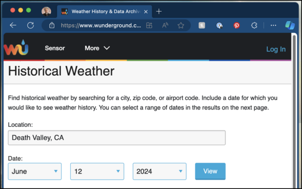 Where Can I Find Historical Weather Information for a Location?