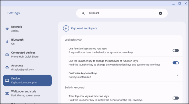 How to use a Logitech “Dongle” Keyboard with ChromeOS
