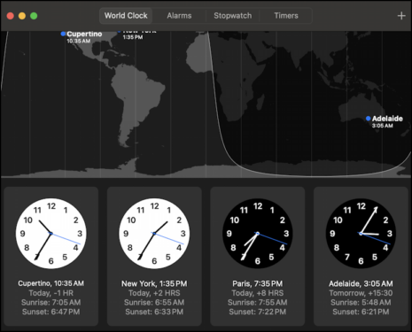 How Can I Set Up Multiple Time Zone Clocks in MacOS?