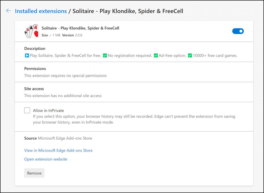 Can I Add Solitaire as an Extension to Microsoft Edge?