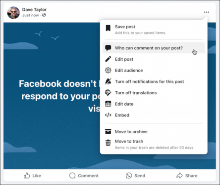 How to Limit Who Can Reply to your Facebook Posts