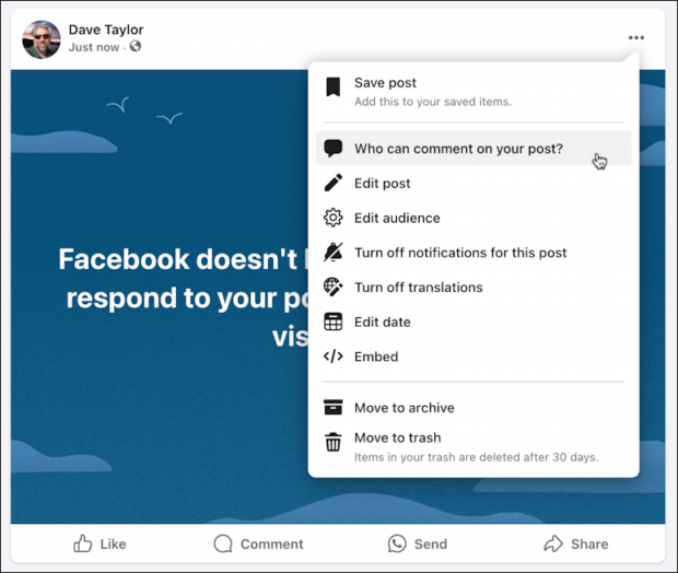 How to Limit Who Can Reply to your Facebook Posts