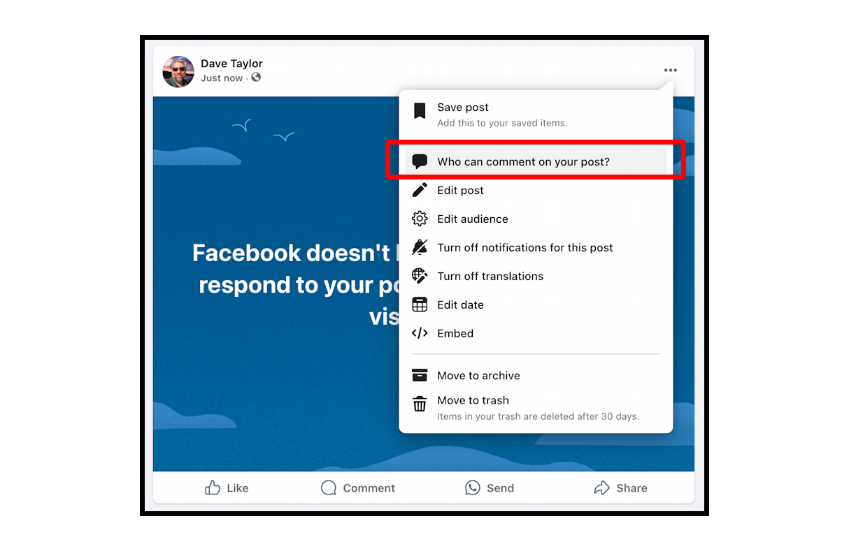 How to Limit Who Can Reply to your Facebook Posts