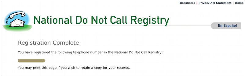 Add Your Phone Number to the National Do Not Call Registry