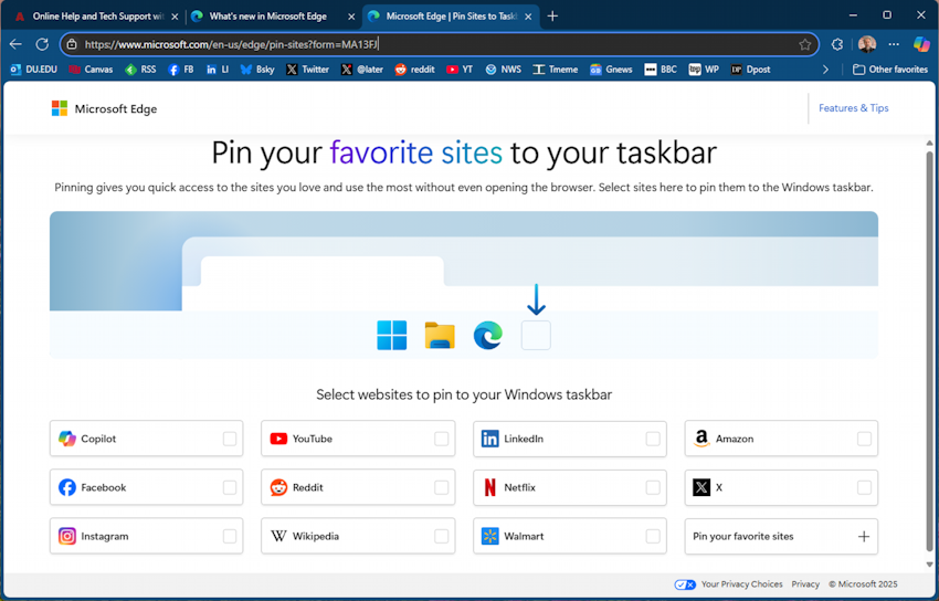 Is There a Way to Pin Favorite Websites to the Taskbar?