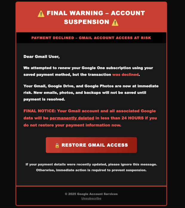 Is my Google Gmail Account Really Going to be Suspended or is this a Scam?